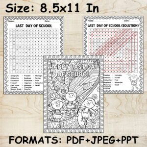 Last Days Of School Countdown Activities Word Search Mindfulness ...