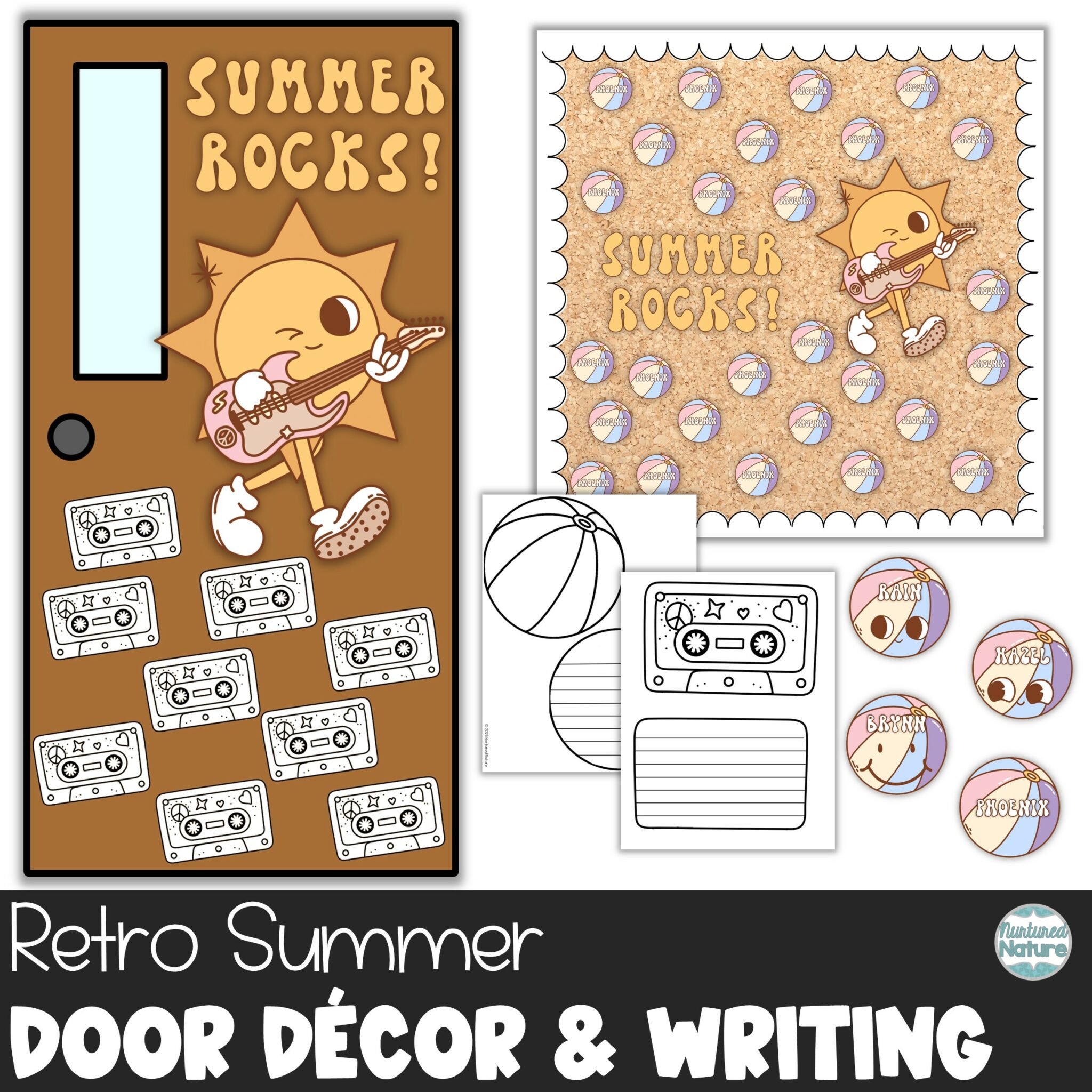 Summer Bulletin Board – End of Year Door Décor with Editable Name Tags ...