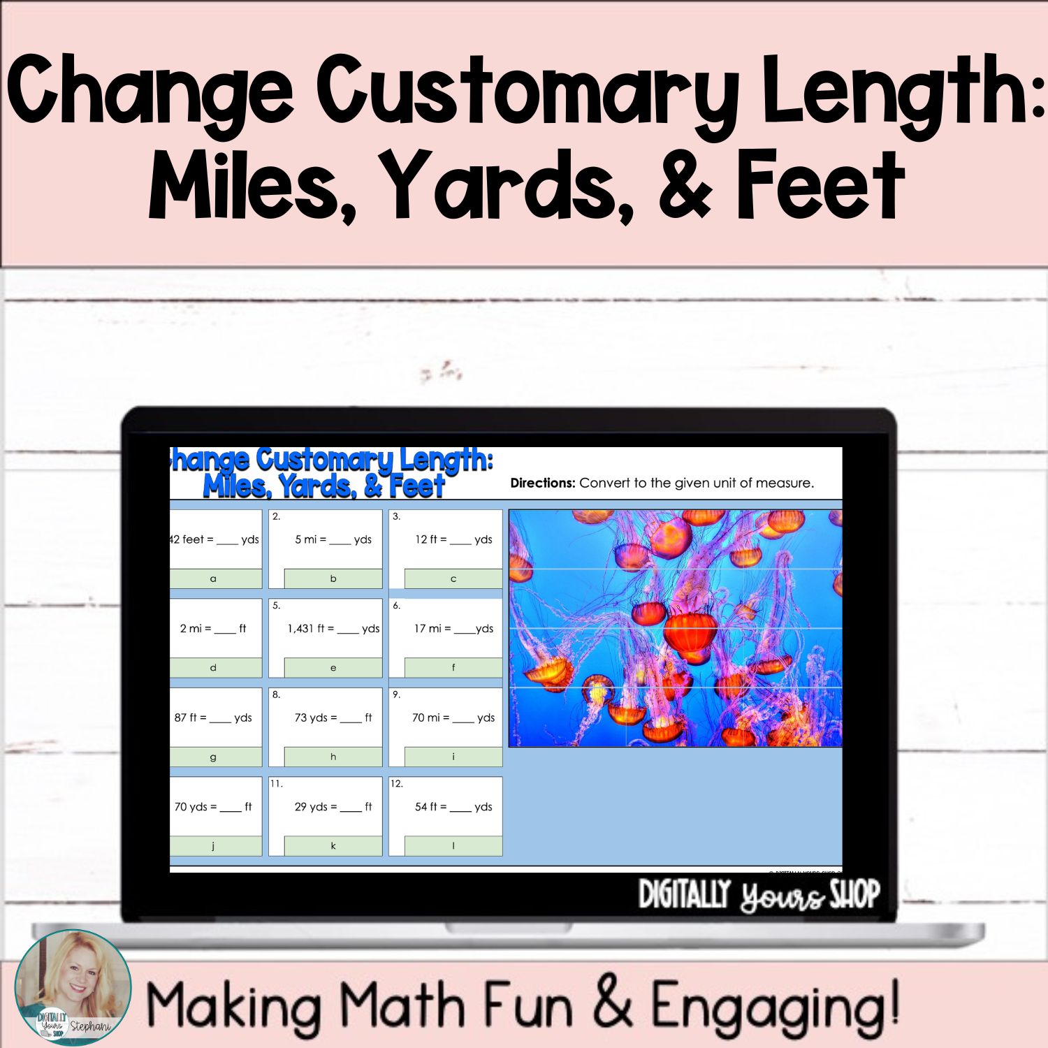 Change - Convert - Customary Length: Miles, Yards, & Feet Digital ...