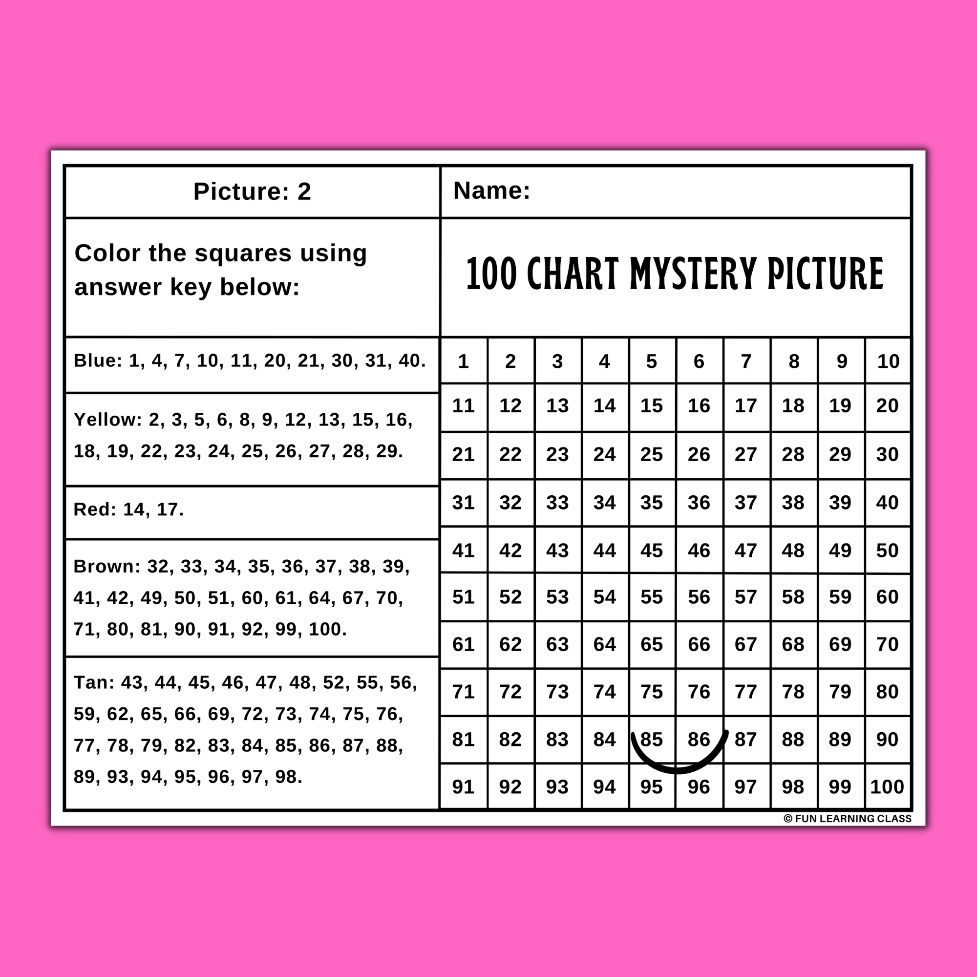 Mother's Day Hundred Chart Mystery Pictures Color By Number | Made By ...