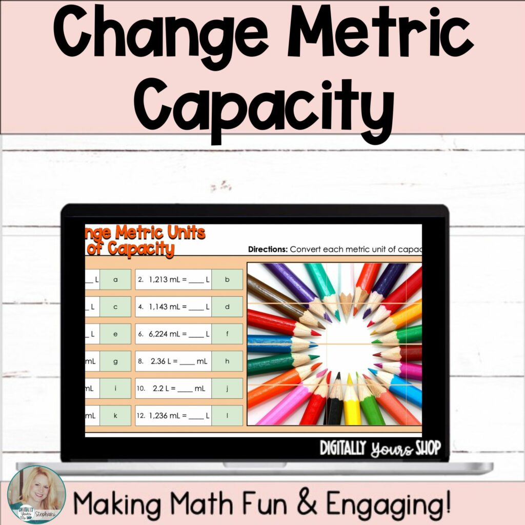 Change - Convert - Metric Units of Capacity Digital Self-Checking Math ...