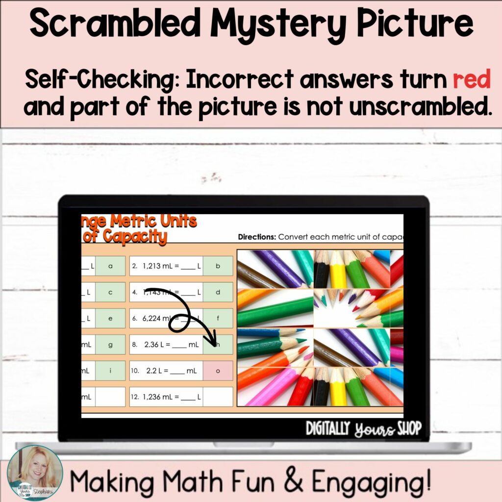 Change - Convert - Metric Units of Capacity Digital Self-Checking Math ...
