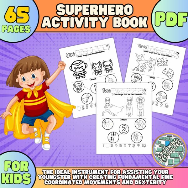 Superhero Activity Book For Kids, Coloring Pages, Learning Pages - Made ...