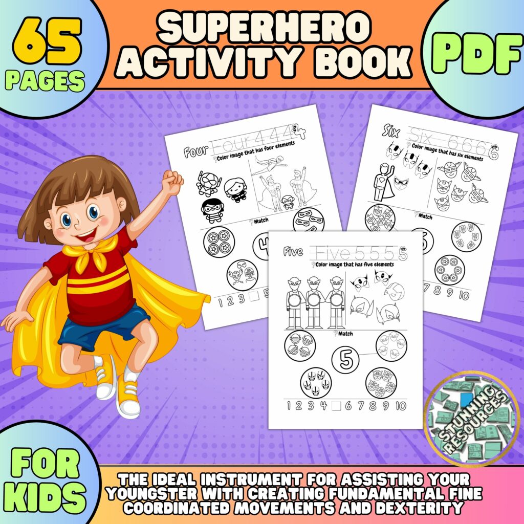 Superhero Activity Book For Kids, Coloring Pages, Learning Pages - Made ...