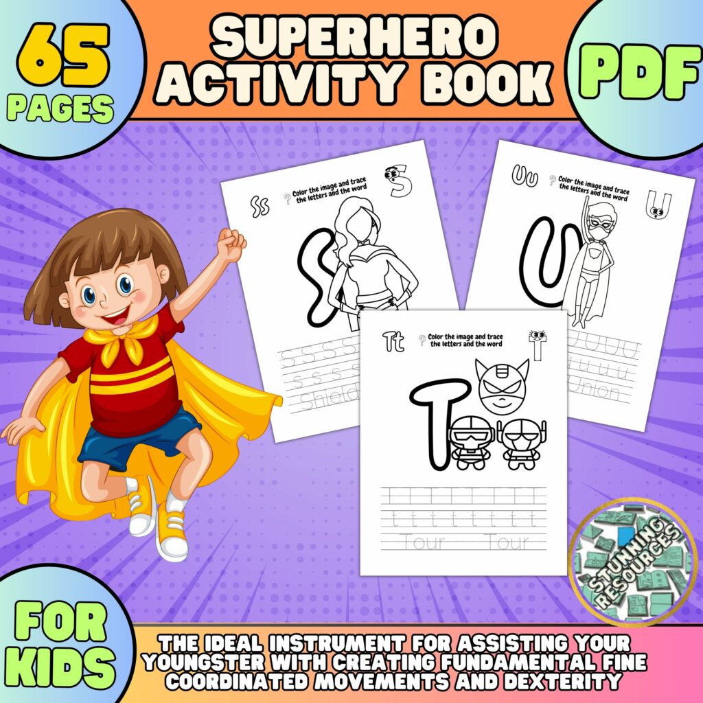 Superhero Activity Book For Kids, Coloring Pages, Learning Pages | Made ...