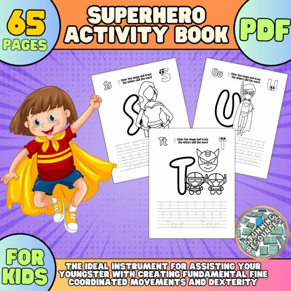 Superhero Activity Book For Kids, Coloring Pages, Learning Pages - Made ...