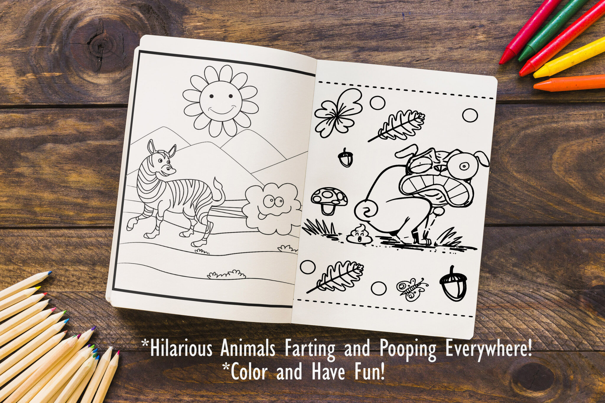 Farting and pooping animals coloring book for kids : funny animals ...