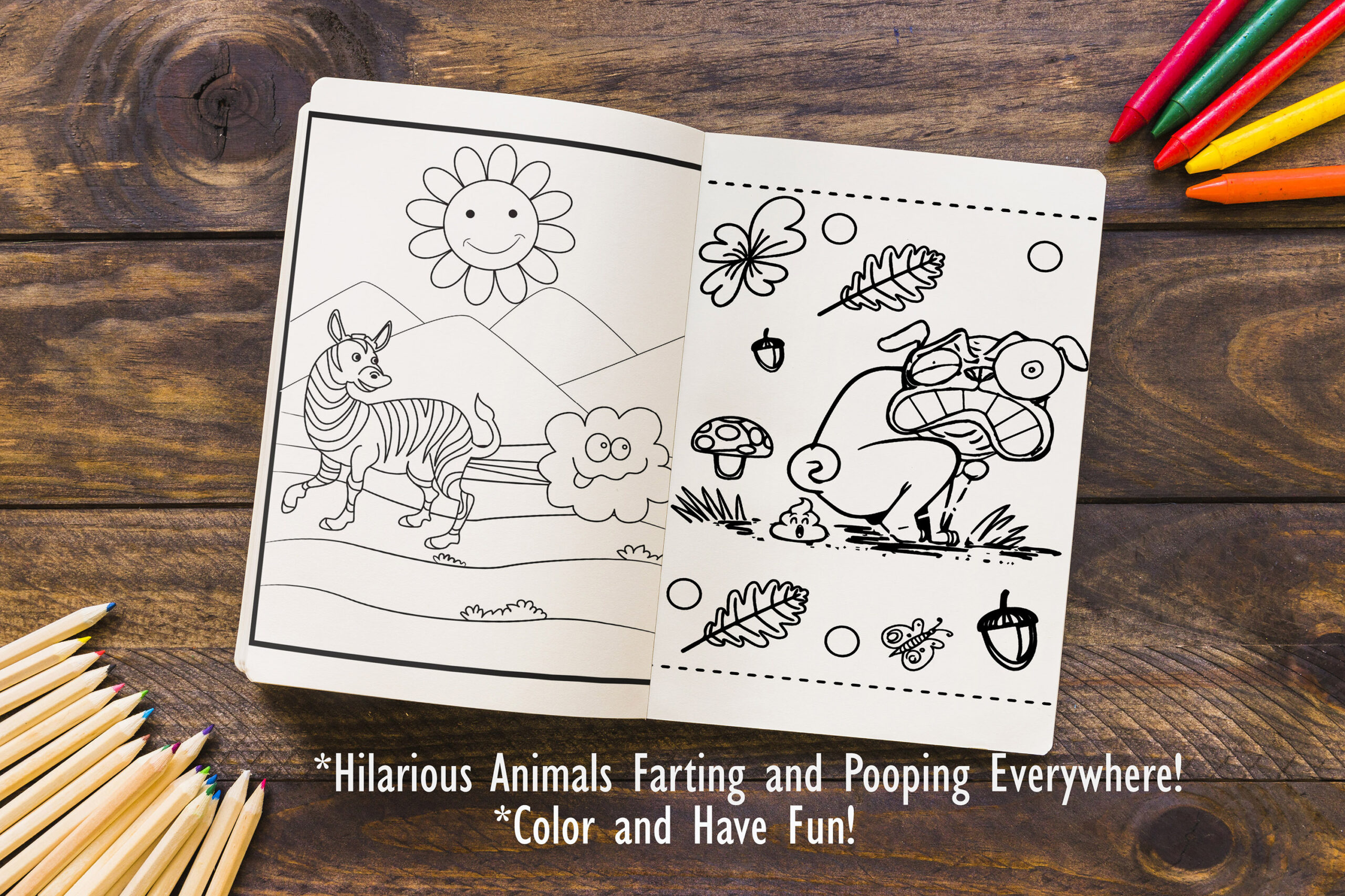 Farting and pooping animals coloring book for kids : funny animals ...