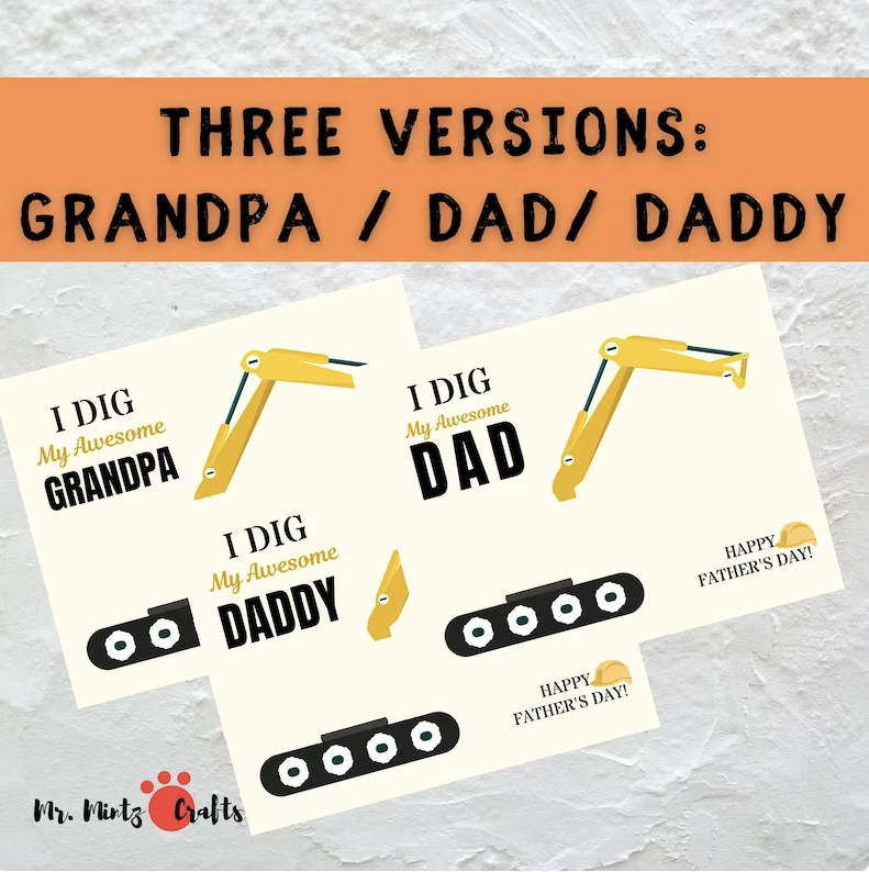 Handprint Footprint Gift For Construction Dad | Father’s Day Cards ...