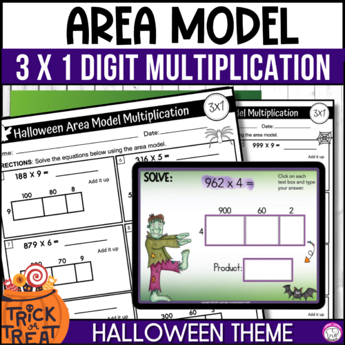 Halloween 3 Digit by 1 Digit Area Model Multiplication Google Slides ...