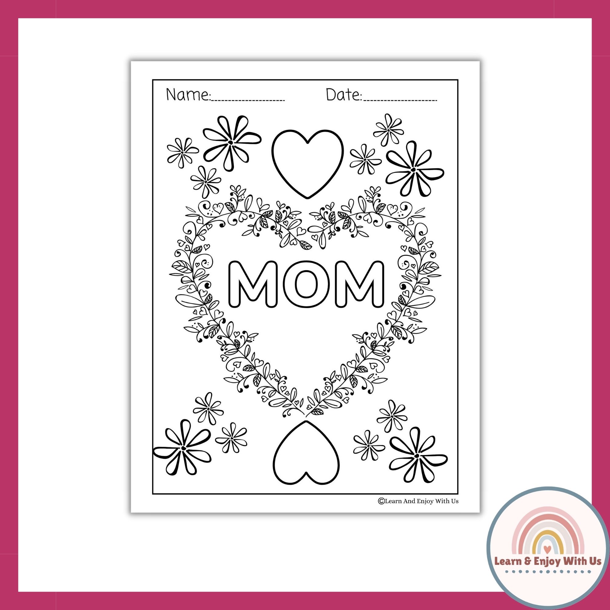 Mother's Day Coloring Pages For Preschool Kindergarten And 1st Grade ...