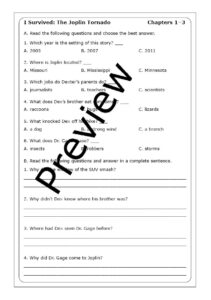 Lauren Tarshis "I Survived the Joplin Tornado, 2011" worksheets | Made ...