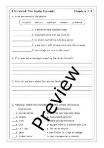 Lauren Tarshis "I Survived the Joplin Tornado, 2011" worksheets | Made ...
