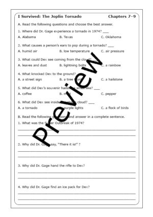 Lauren Tarshis "I Survived the Joplin Tornado, 2011" worksheets | Made ...