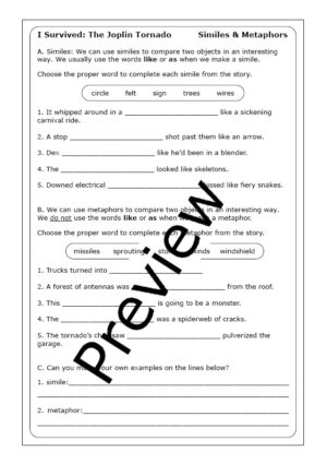 Lauren Tarshis "I Survived the Joplin Tornado, 2011" worksheets | Made ...