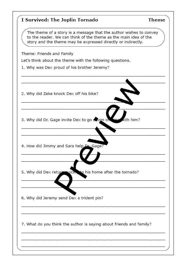 Lauren Tarshis "I Survived the Joplin Tornado, 2011" worksheets | Made ...