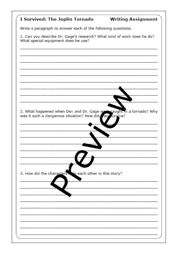 Lauren Tarshis "I Survived the Joplin Tornado, 2011" worksheets | Made ...