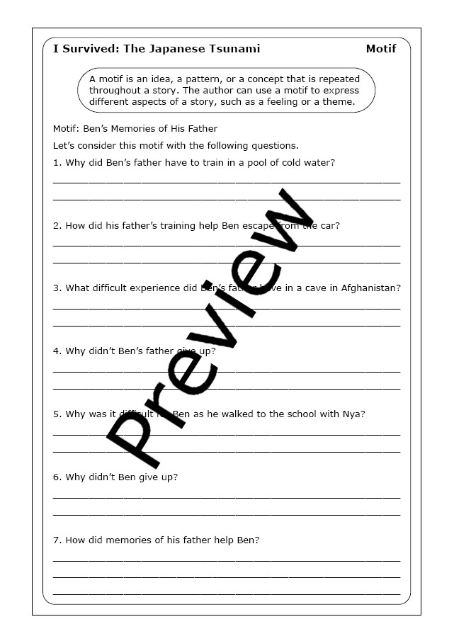 Lauren Tarshis "I Survived the Japanese Tsunami, 2011" worksheets ...