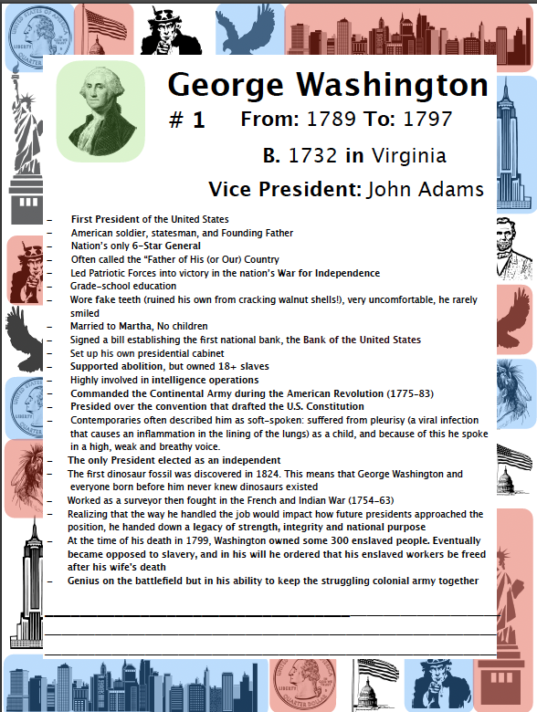 US Presidents 1 - 45 STUDY GUIDES, Important Historical Figures Series ...