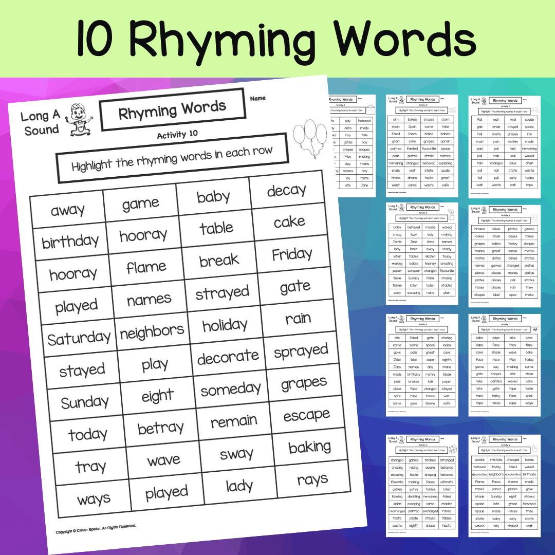 Rhyme Worksheets - Junior Primary - Phonological Awareness and Spelling ...