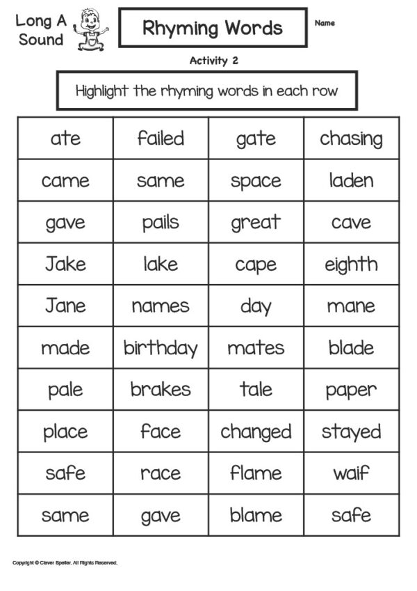Rhyme Worksheets - Junior Primary - Phonological Awareness and Spelling ...