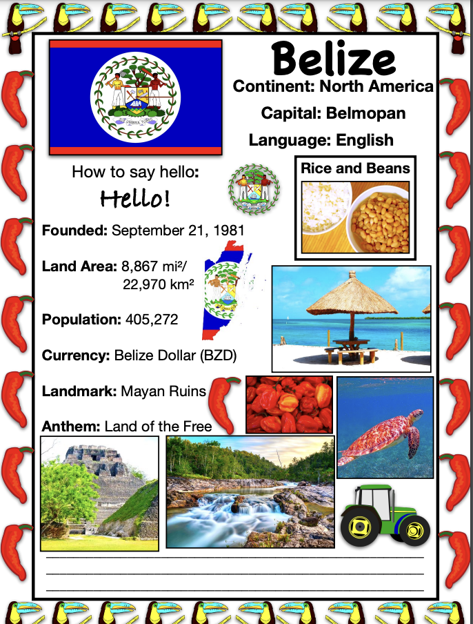 BELIZE History & Geography, Travel The World Worksheet | Made By Teachers