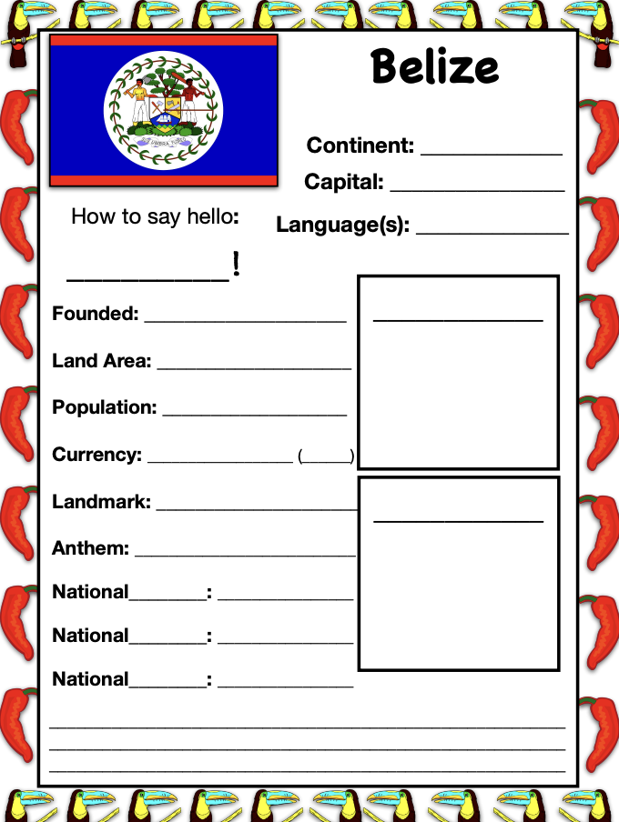 BELIZE History & Geography, Travel The World Worksheet | Made By Teachers