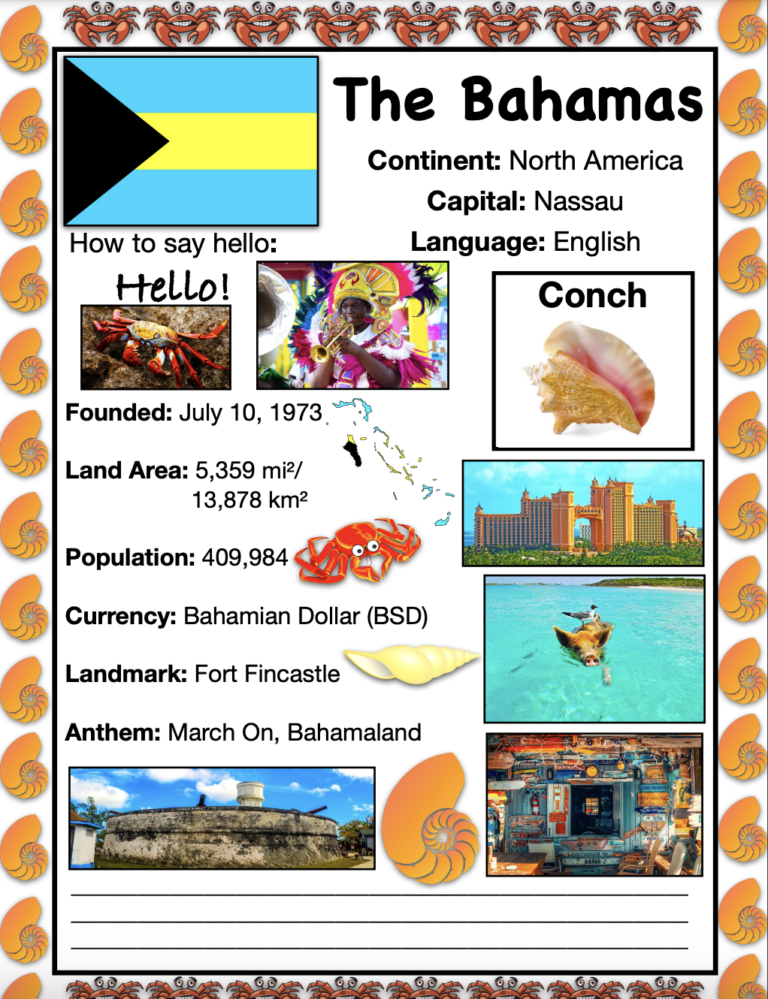BAHAMAS History & Geography, Travel The World Worksheet | Made By Teachers