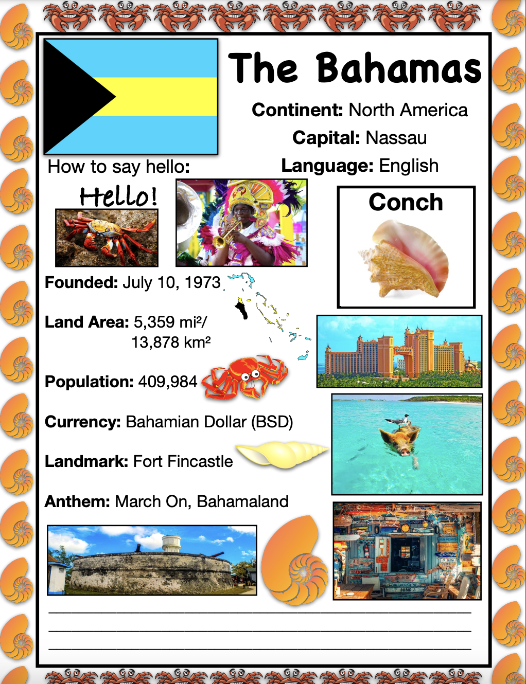 BAHAMAS History & Geography, Travel The World Worksheet | Made By Teachers
