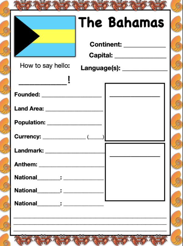 BAHAMAS History & Geography, Travel The World Worksheet | Made By Teachers