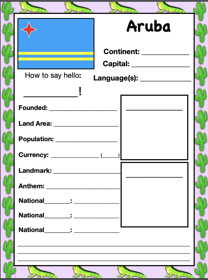 ARUBA History & Geography, Travel The World Worksheet | Made By Teachers