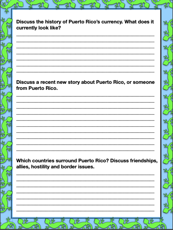 PUERTO RICO History & Geography, Travel The World Worksheet | Made By ...
