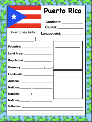 PUERTO RICO History & Geography, Travel The World Worksheet | Made By ...