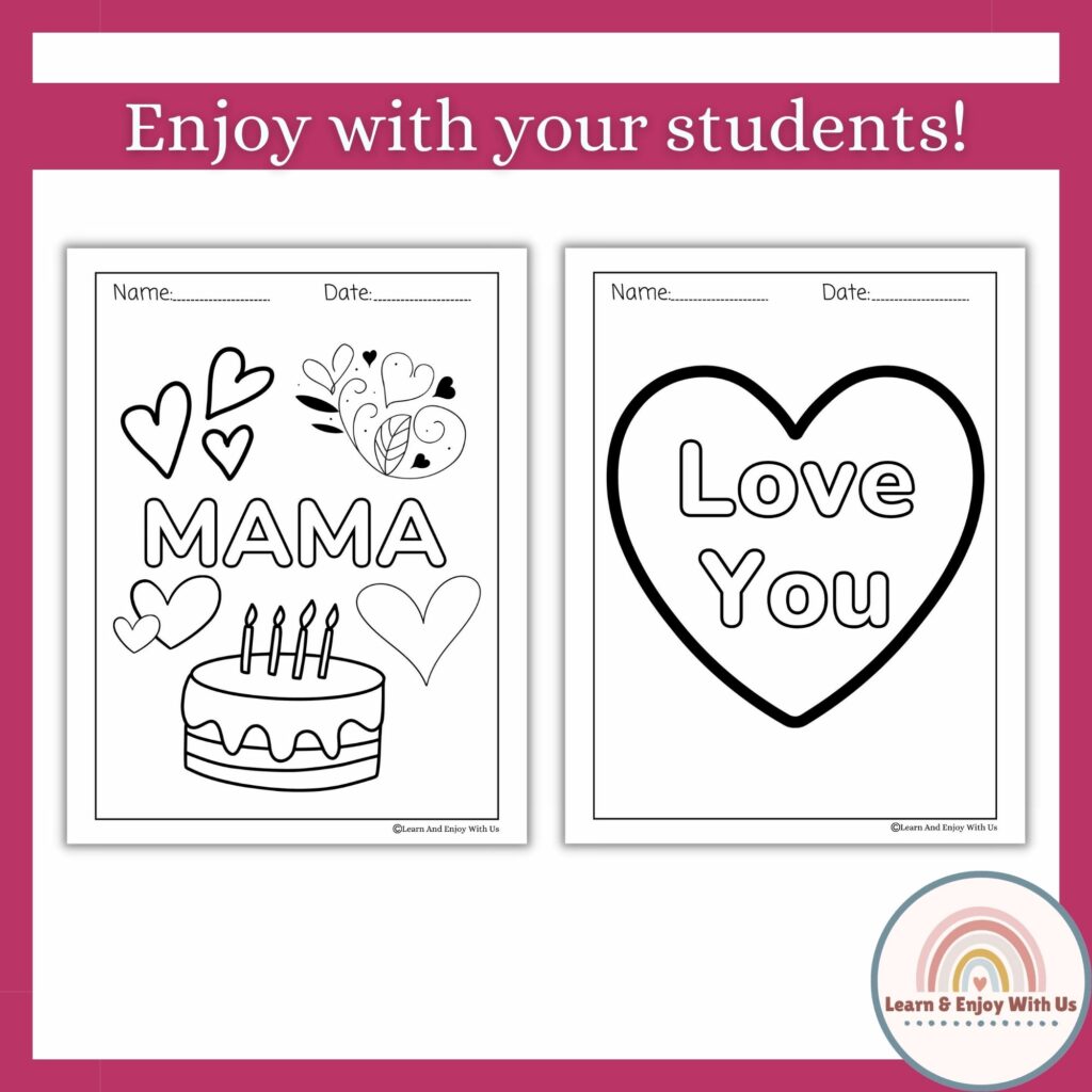 Mothers Day Coloring Pages For Preschool Kindergarten And 1st Grade ...