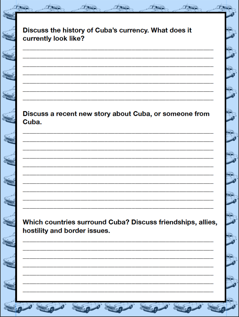CUBA History & Geography, Travel The World Worksheet | Made By Teachers