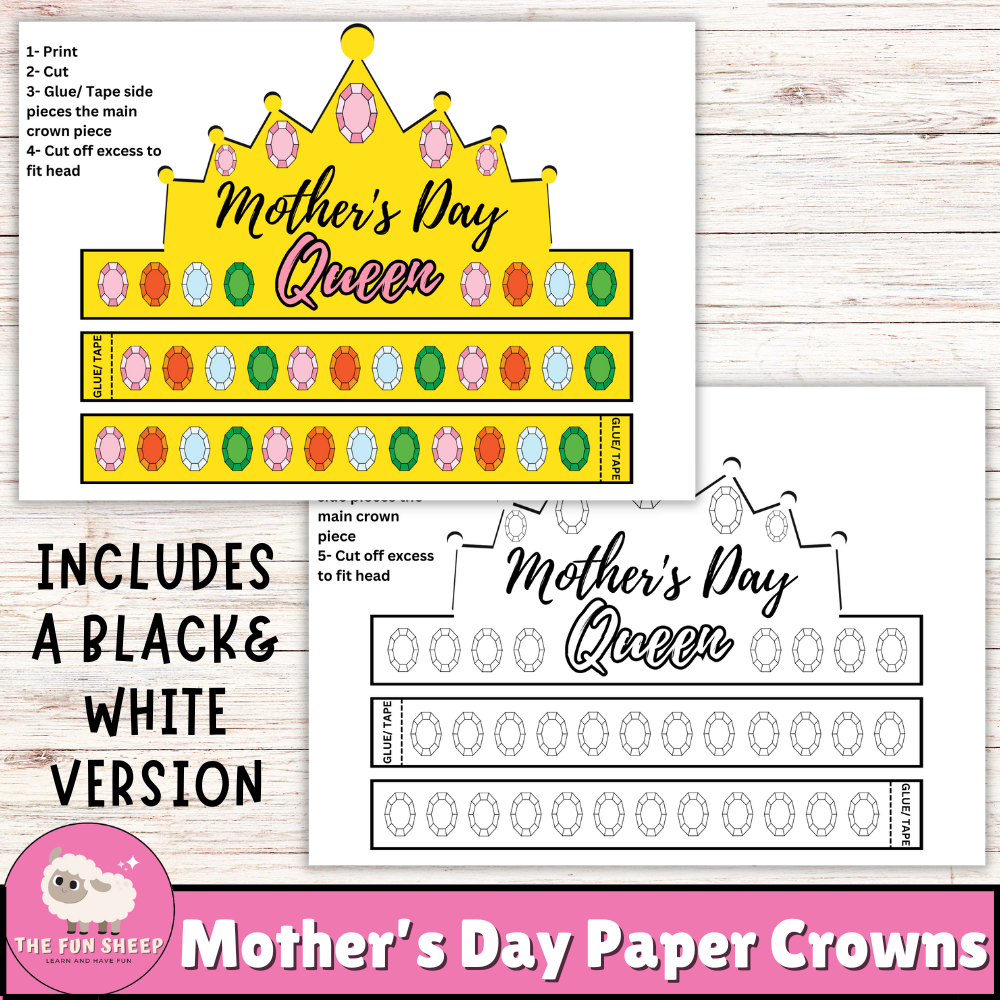 Mother’s Day Paper Crowns | Headbands Coloring Printable Templates for ...