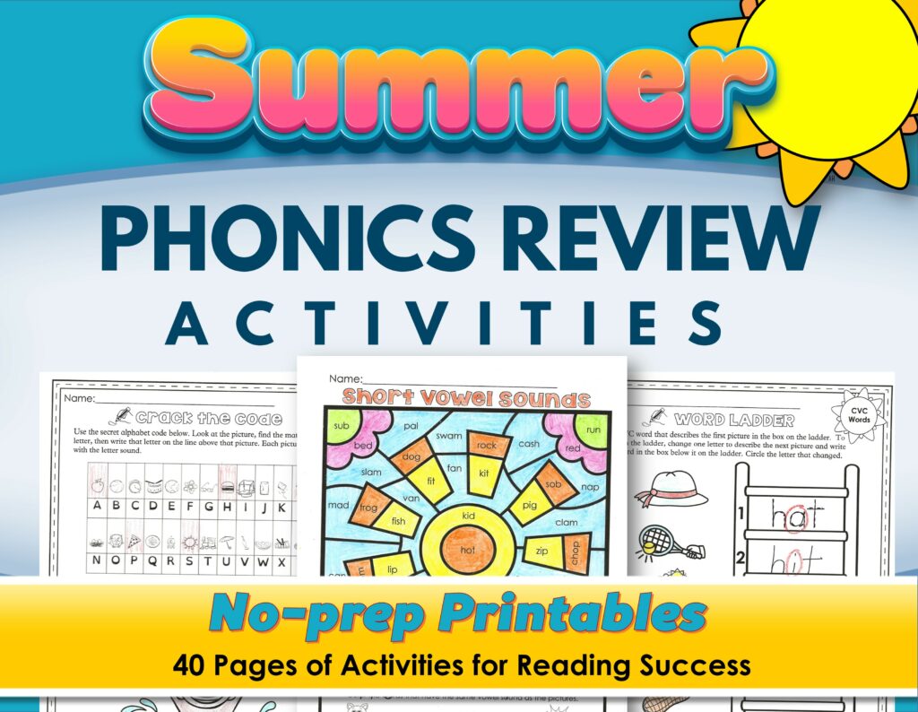Summer Review Activities with Phonics Coloring Pages and Puzzles | Made ...