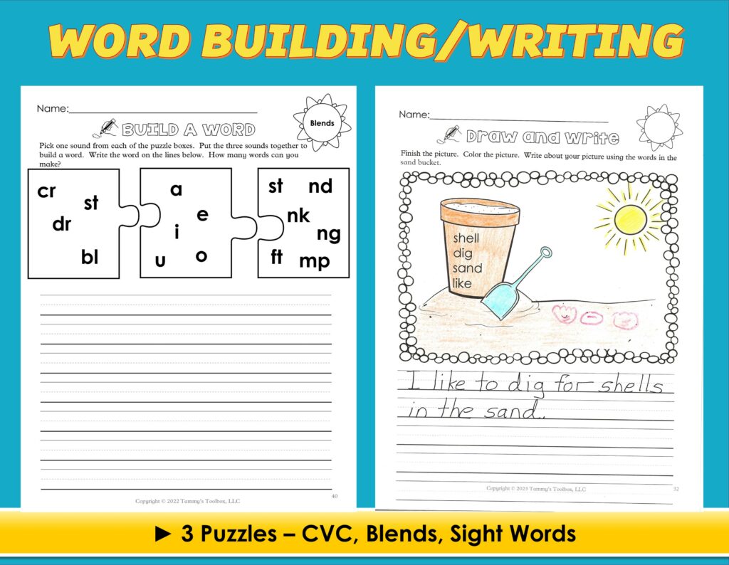 Summer Review Activities with Phonics Coloring Pages and Puzzles | Made ...