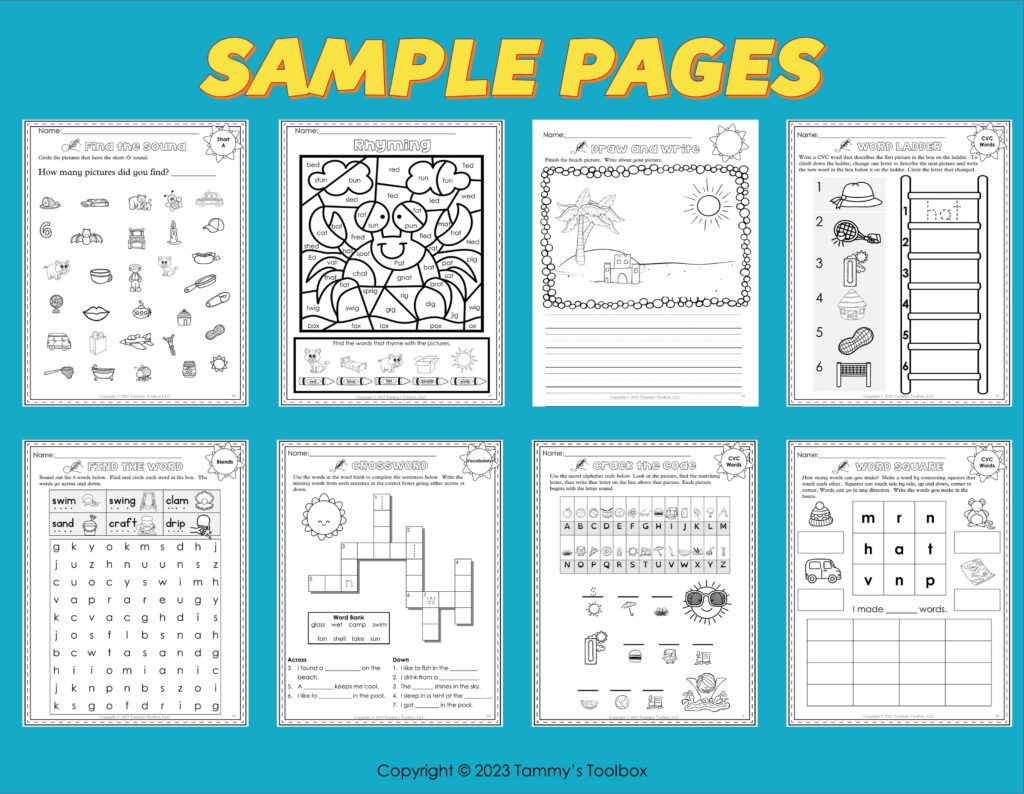 Summer Review Activities with Phonics Coloring Pages and Puzzles | Made ...