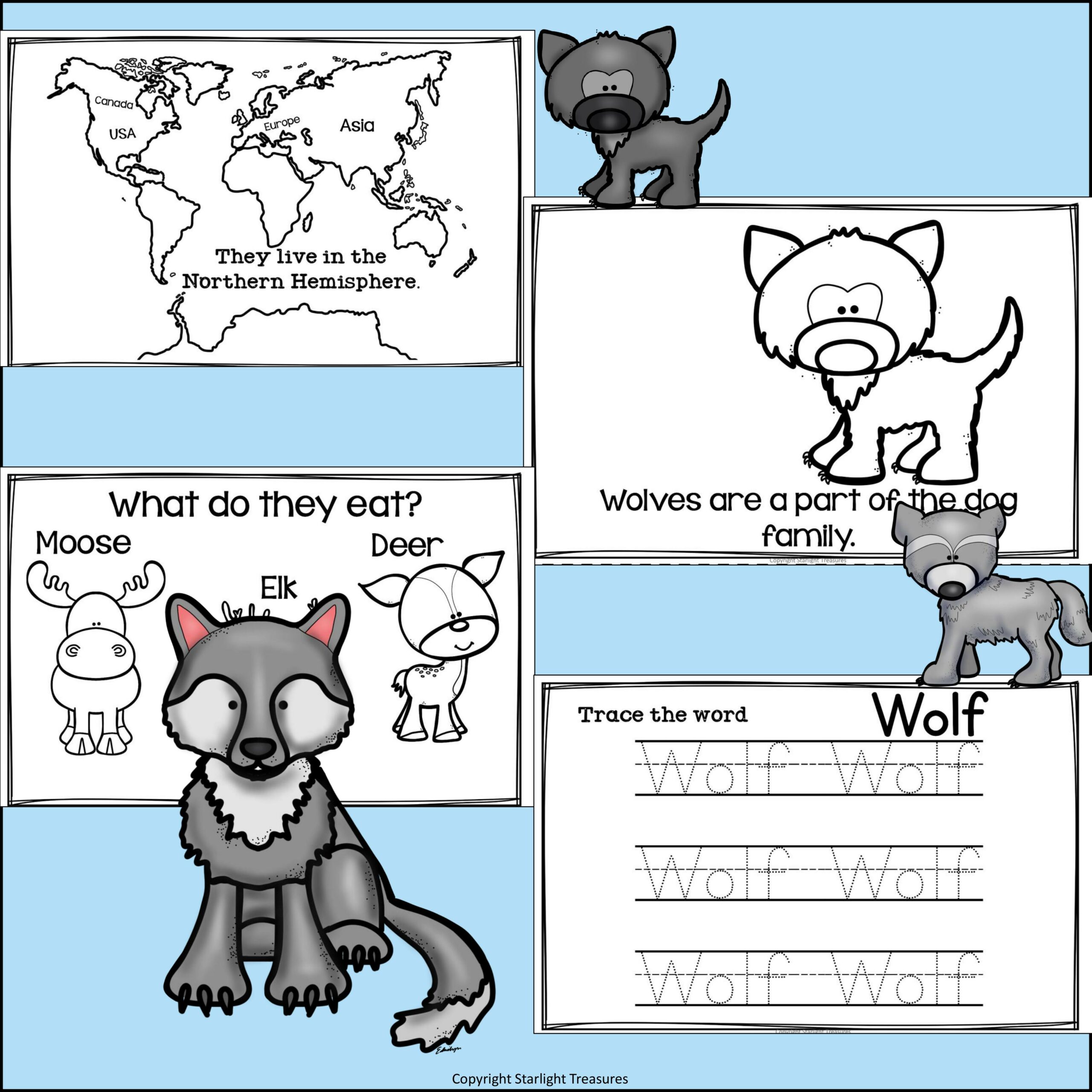 Wolves Mini Book for Early Readers - Animal Study | Made By Teachers