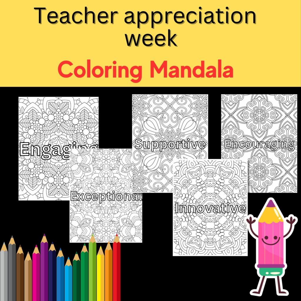 Teacher appreciation week mandala coloring page | Made By Teachers