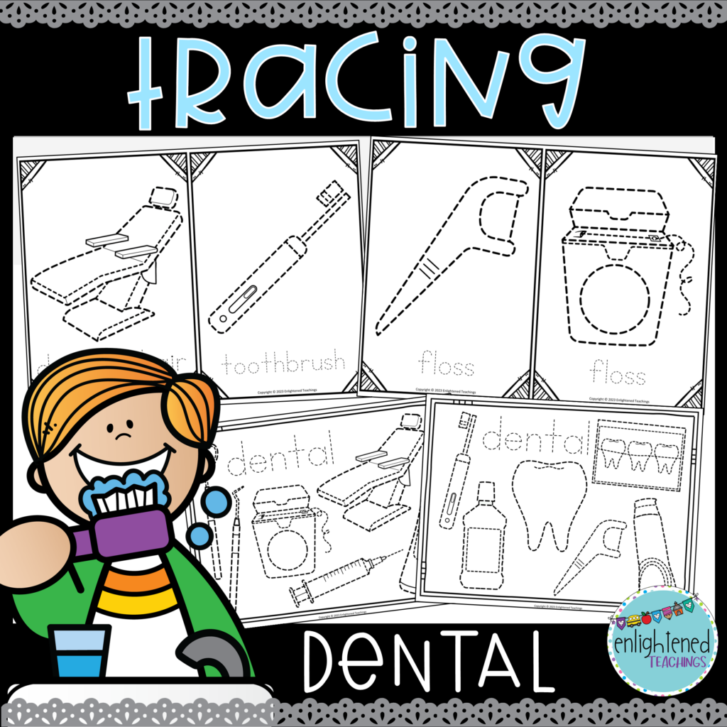 Community Helpers Dental Tracing Worksheets Fine Motor Activity Dental ...