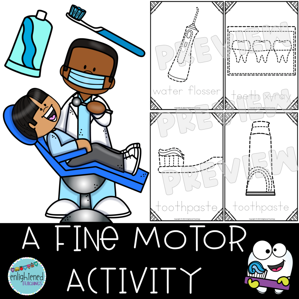 Community Helpers Dental Tracing Worksheets Fine Motor Activity Dental ...