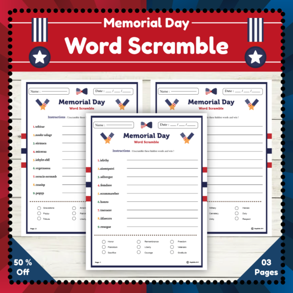 Memorial Day Word Scramble Challenge | Made By Teachers