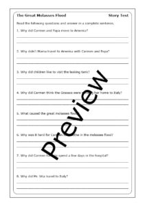 Lauren Tarshis "I Survived the Great Molasses Flood, 1919" worksheets ...