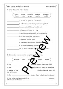 Lauren Tarshis "I Survived the Great Molasses Flood, 1919" worksheets ...