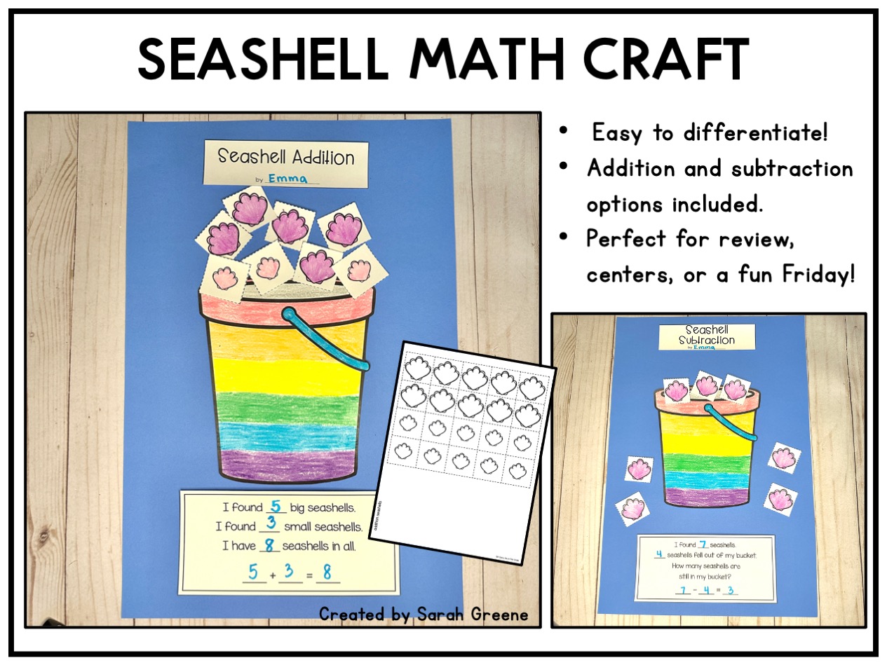 Beach Addition or Subtraction Math Craft | Made By Teachers