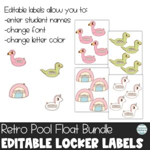 Summer Name Tags - Editable Locker Labels or Cubby Tags - Pool Floats ...
