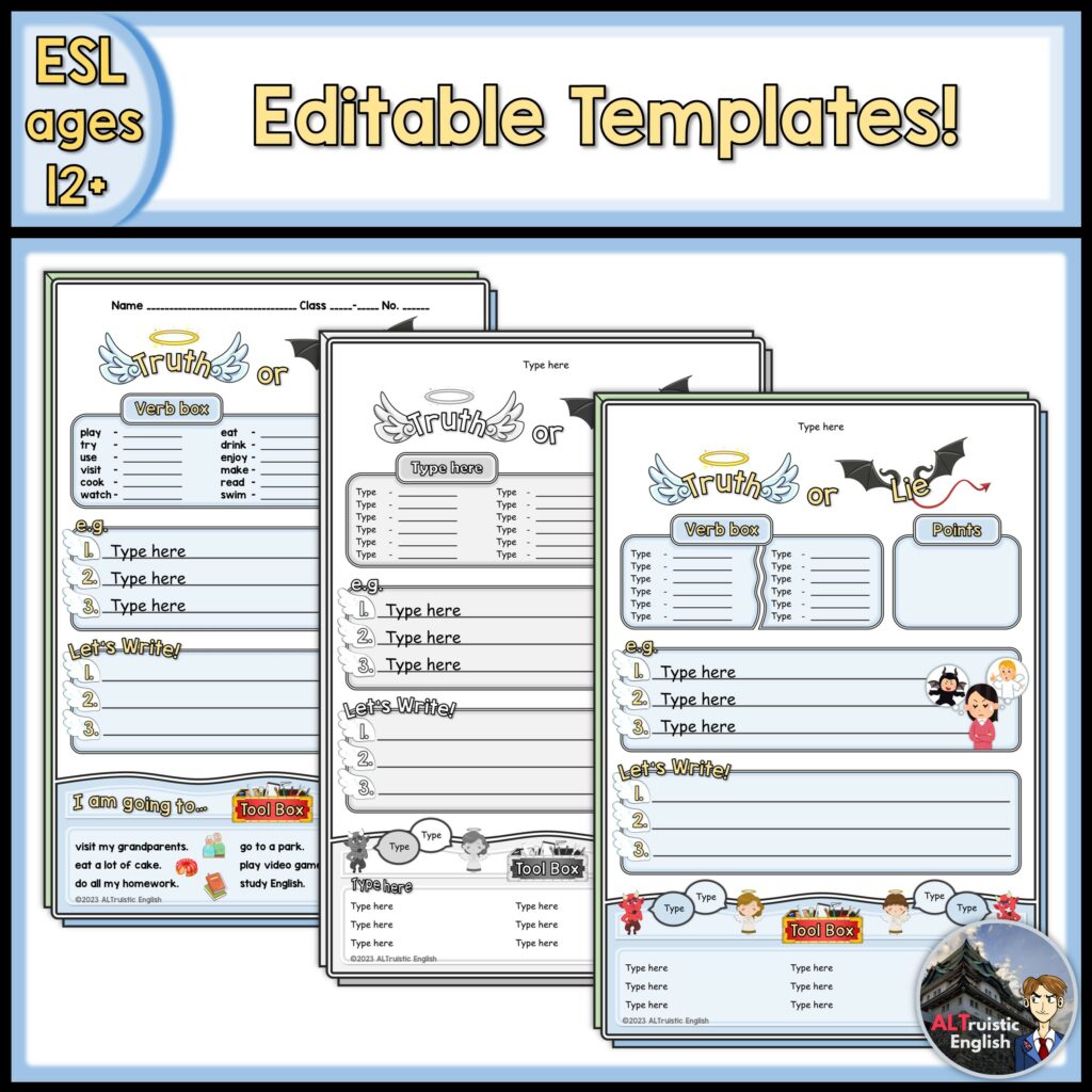 Truth or Lie Past & Future Tense ESL Warm-up, Practice, Review Activity ...