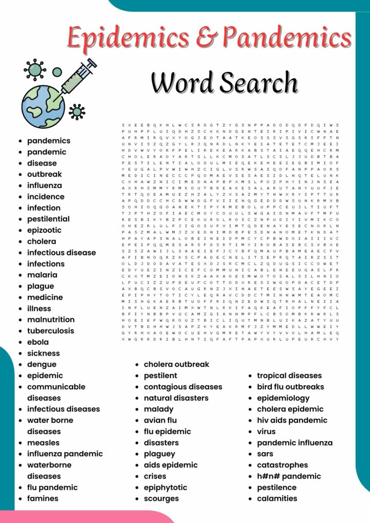 Epidemics & Pandemics word search Puzzle worksheet activities for kids ...